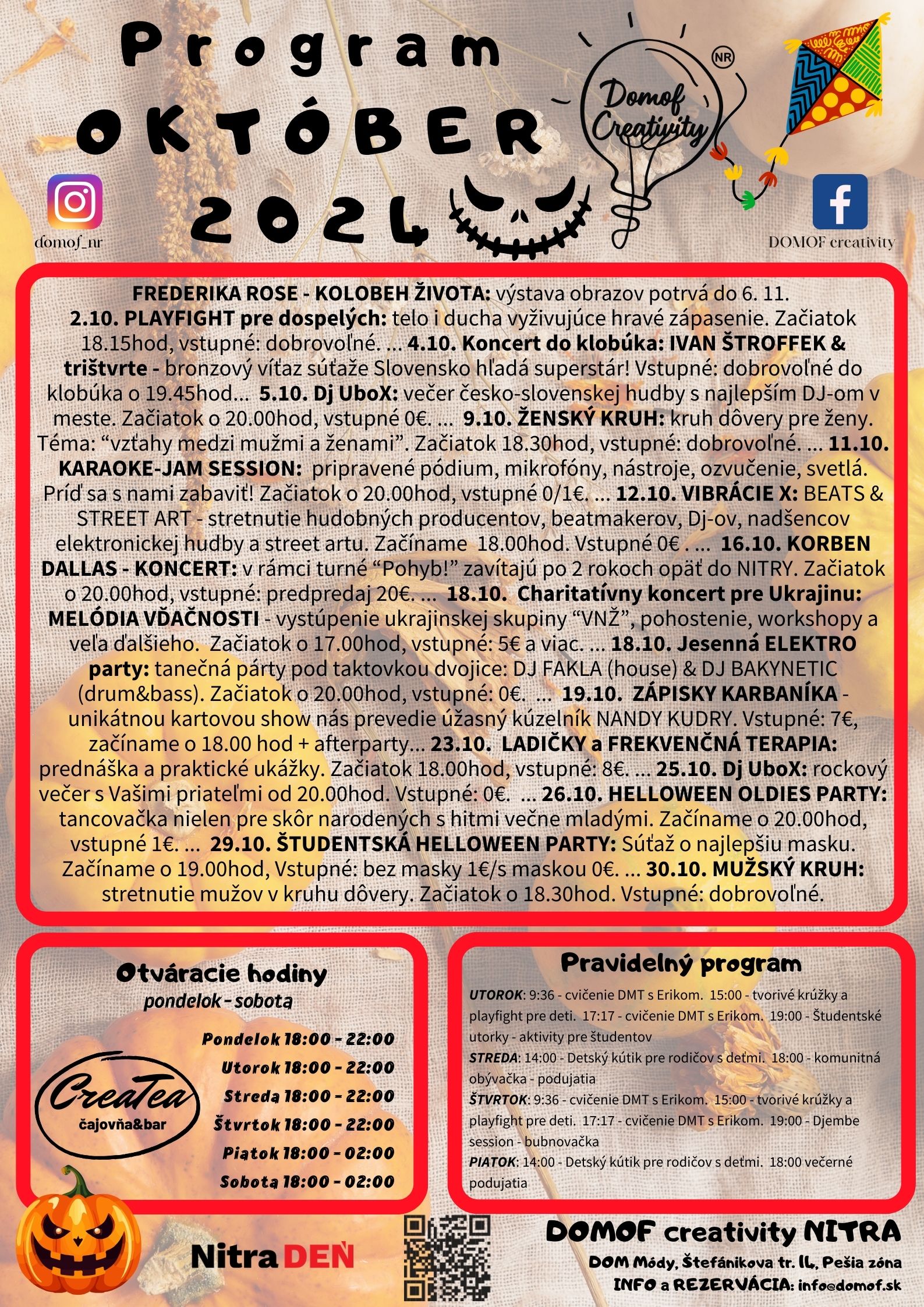 Október v centre DOMOF creativity bude plný živej hudby, umenia a ...