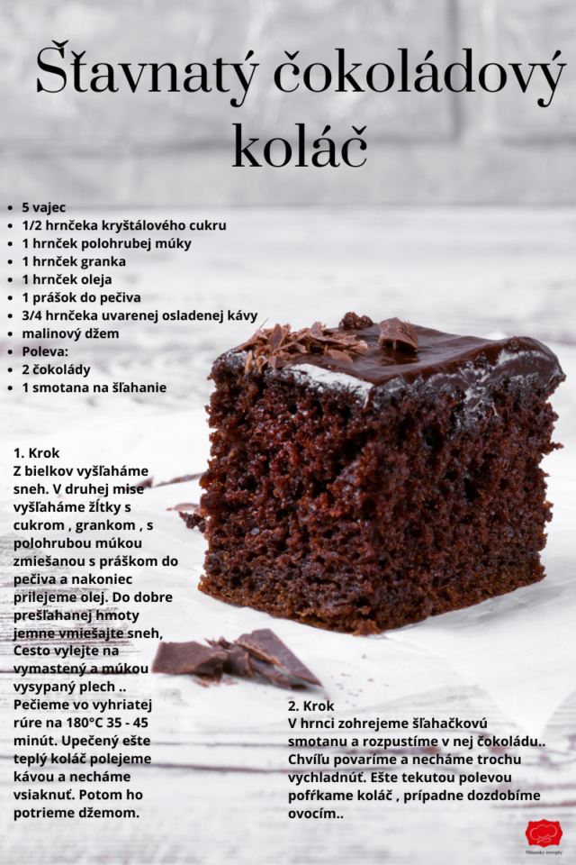 Šťavnatý čokoládový koláč - Mňamky-Recepty.sk