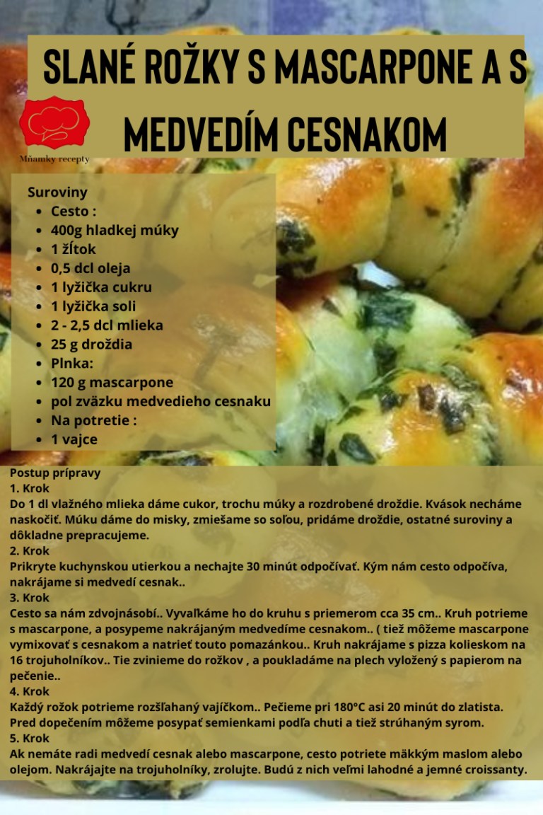 Slané rožky s mascarpone a s medvedím cesnakom - Mňamky-Recepty.sk