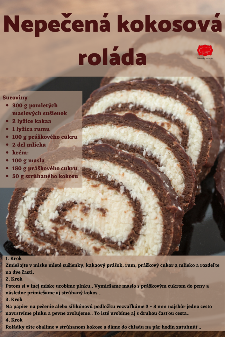 Nepečená kokosová roláda - Mňamky-Recepty.sk